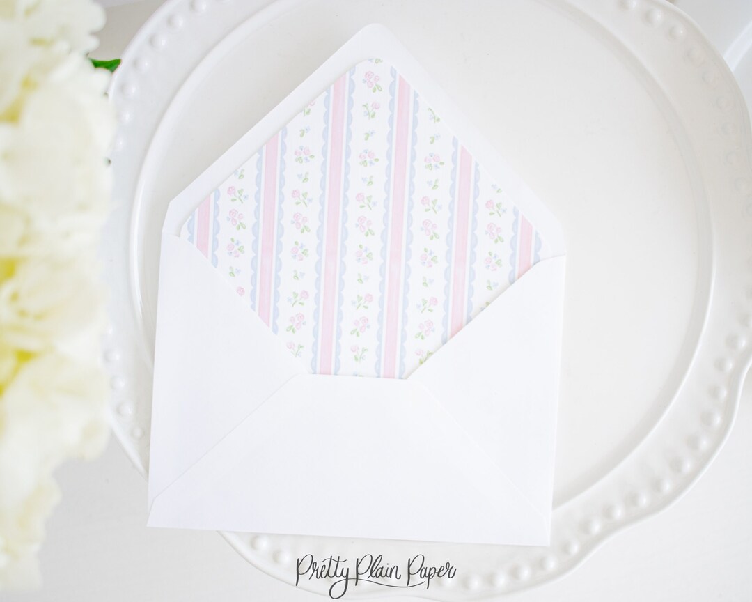 Floral & Stripe Envelope Liner | Printable PDF Download | A7 Envelopes ...