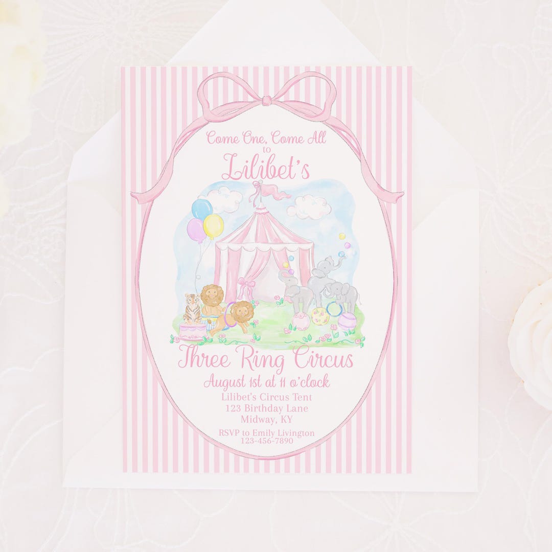 Invitation | Pink Pastel Circus | 5x7 Printable Digital Download ...