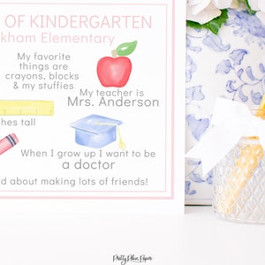 Watercolor First Day of School Sign in Pink Fill-in the - Etsy