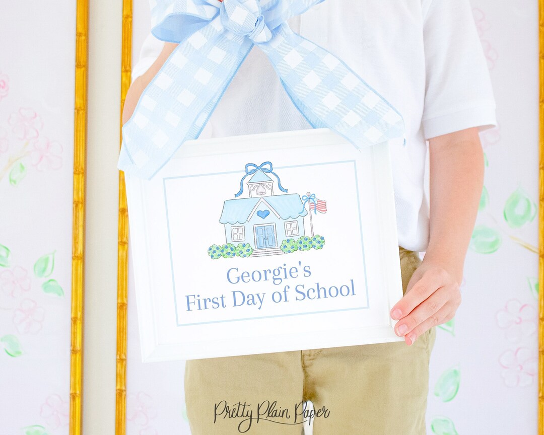 8x10 Sign | Watercolor Personalized First Day of School Sign ...