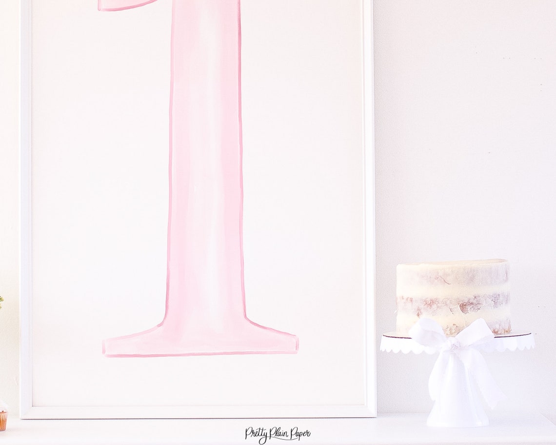 Watercolor Pink ONE Birthday Sign 24''x36'' - Etsy