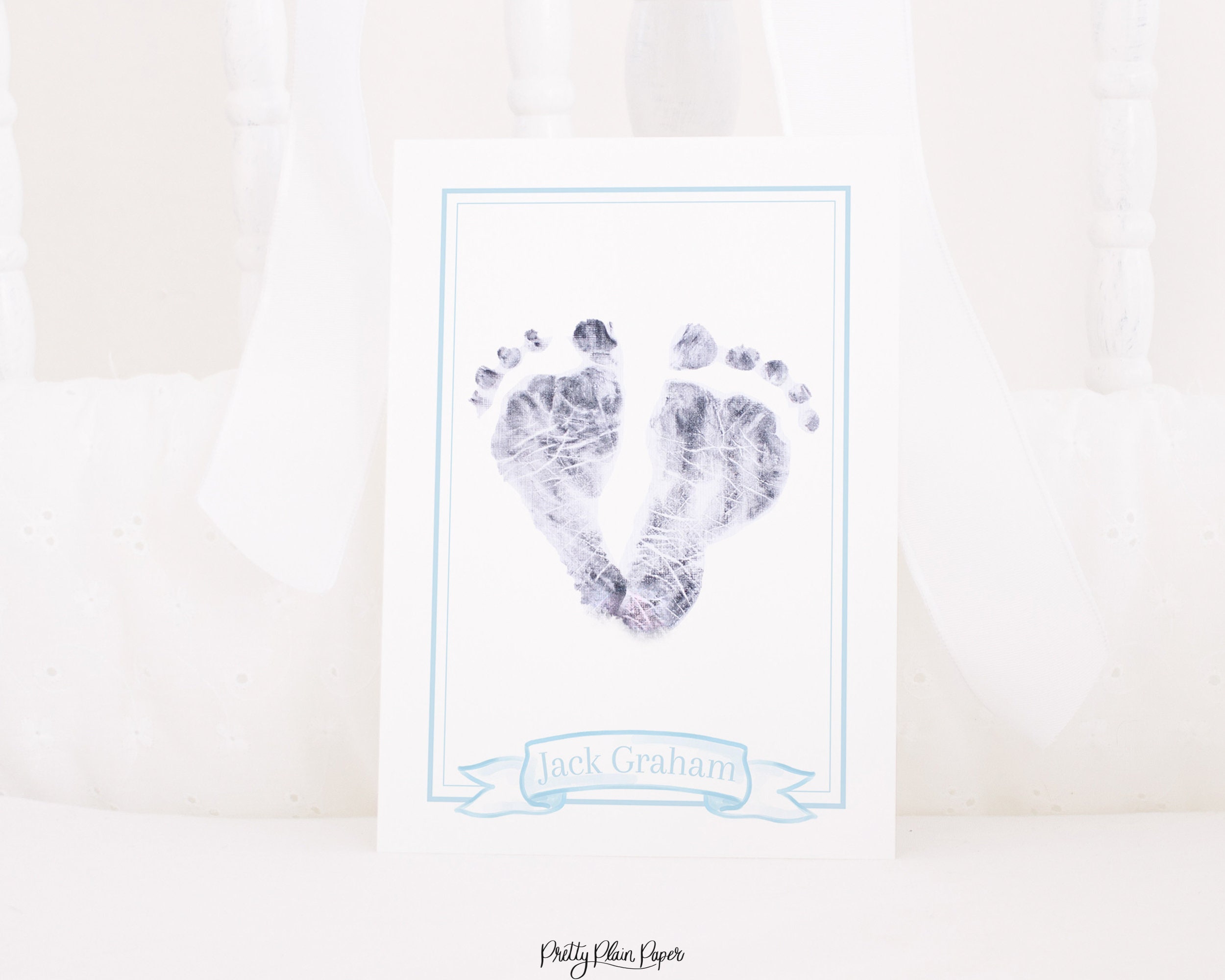 Hospital Baby Footprint Card Printable 5x7 Watercolor - Etsy