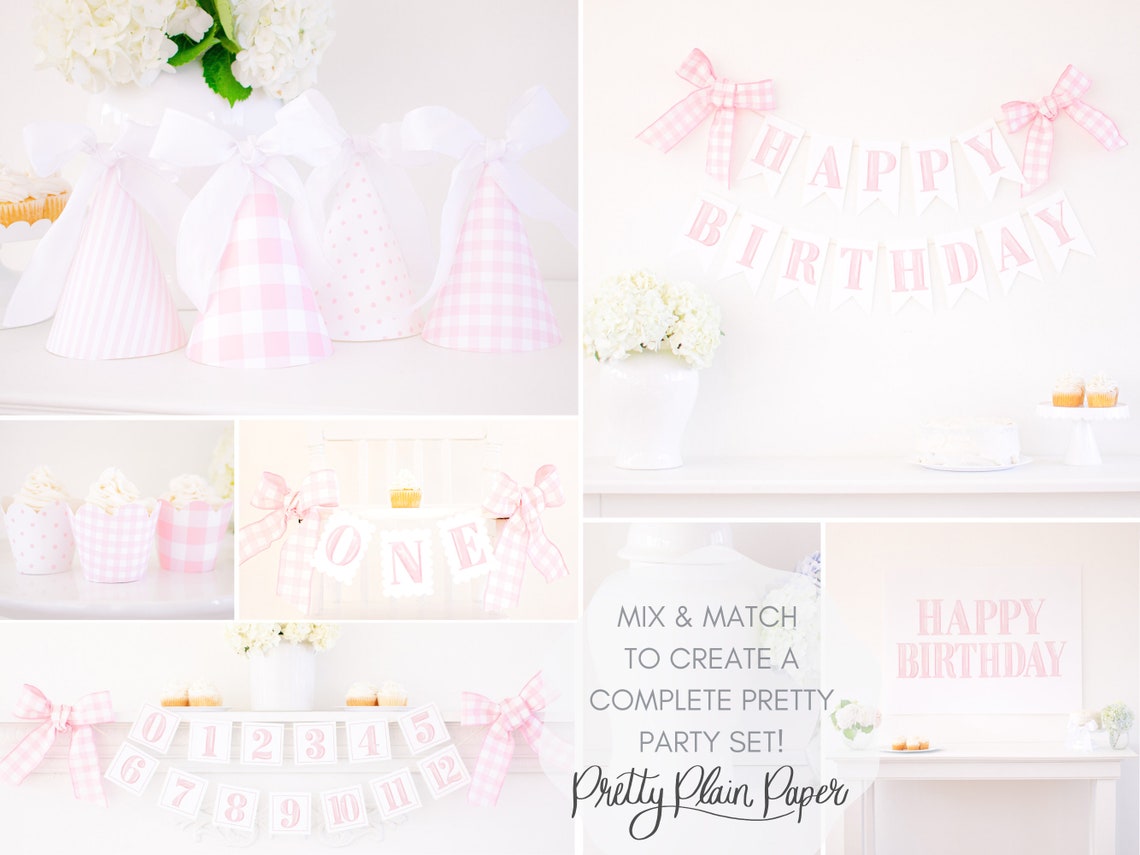 Pink Watercolor Happy Birthday Banner Printable ALL Letter | 5002 5003 ...
