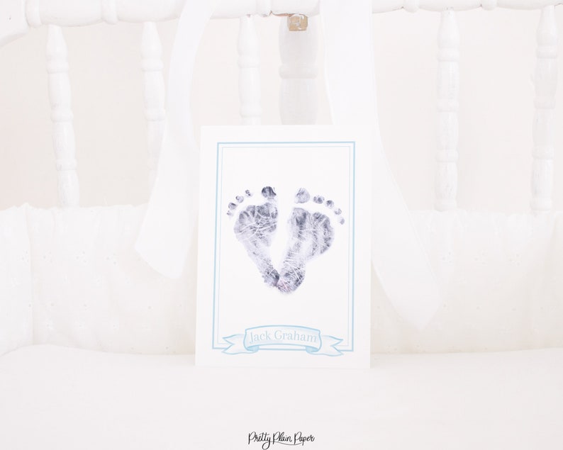 Hospital Baby Footprint Card Printable | 5x7 | Watercolor Newborn ...