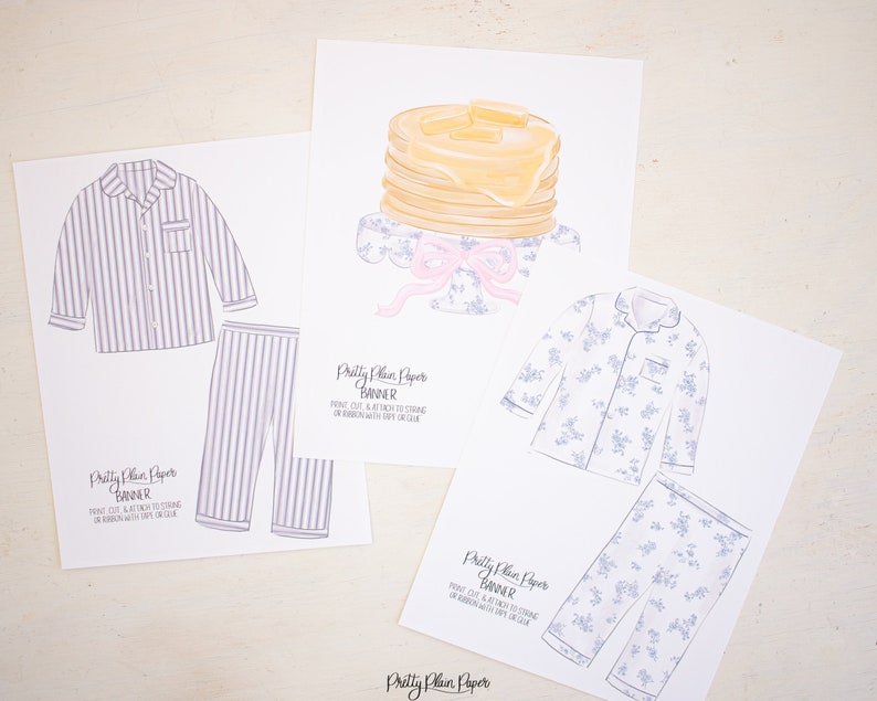 Pancakes and Pajamas Party Banner - Watercolor Pancakes and Pajamas ...