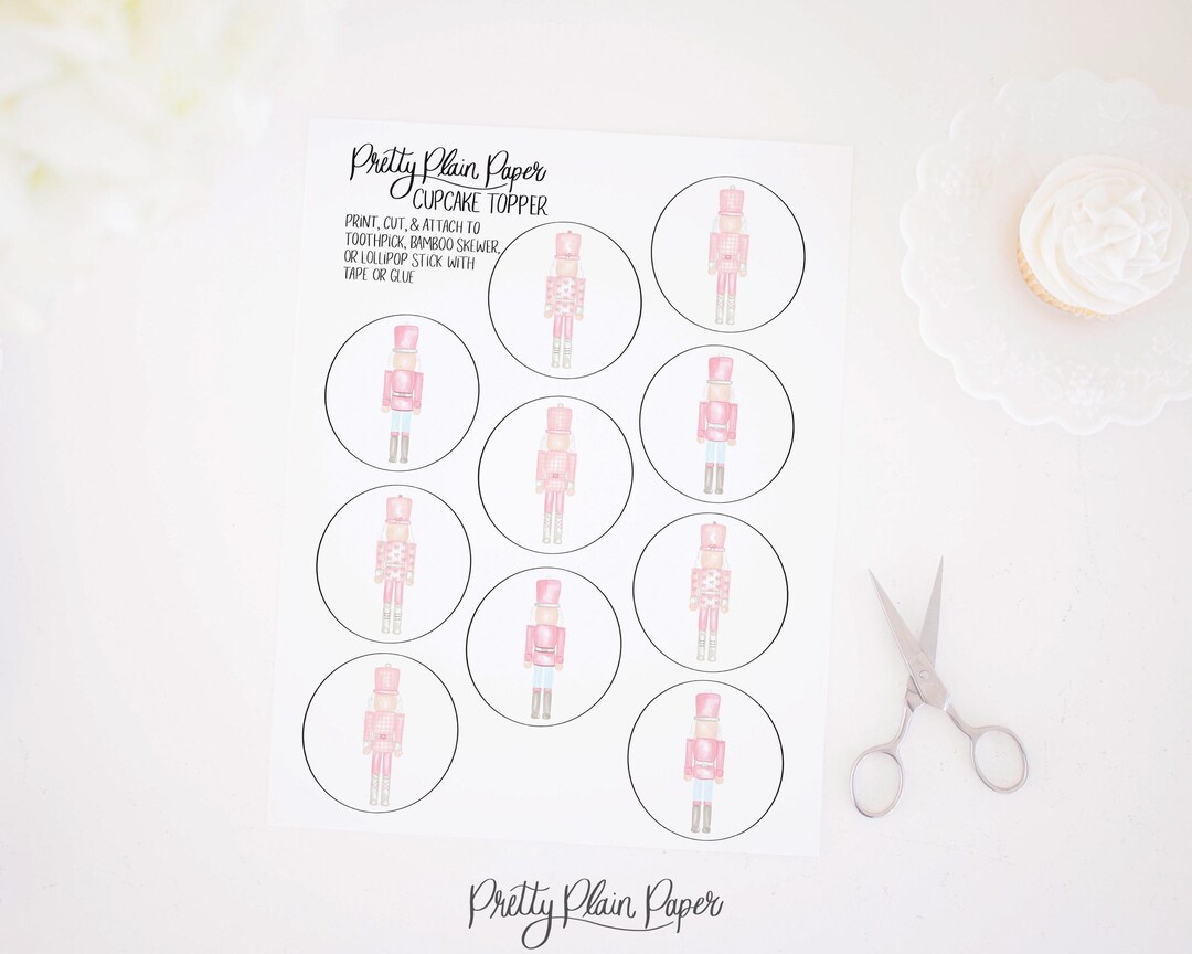 Pink Nutcracker Circle Cupcake Toppers | Printable | Watercolor ...