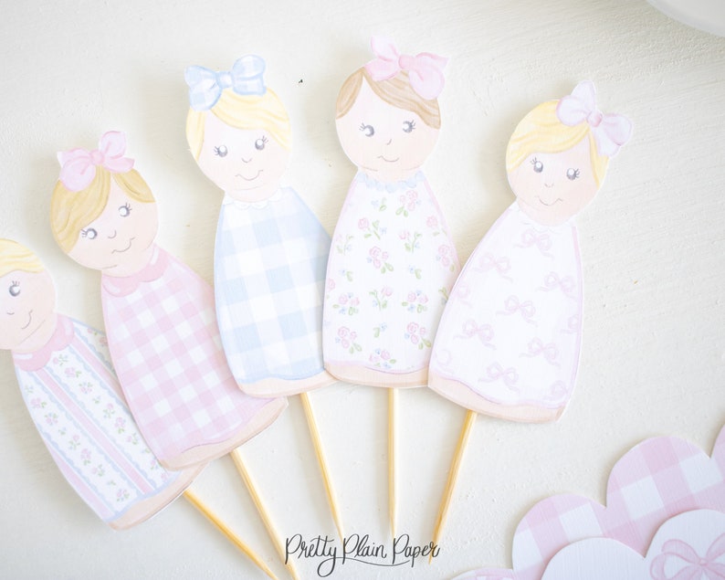 Watercolor Peg Doll Cupcake Toppers | Printable Download | Watercolor ...