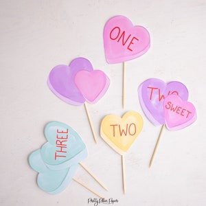 Candy Hearts Cake Toppers | Conversation Heart Party | Valentine ...