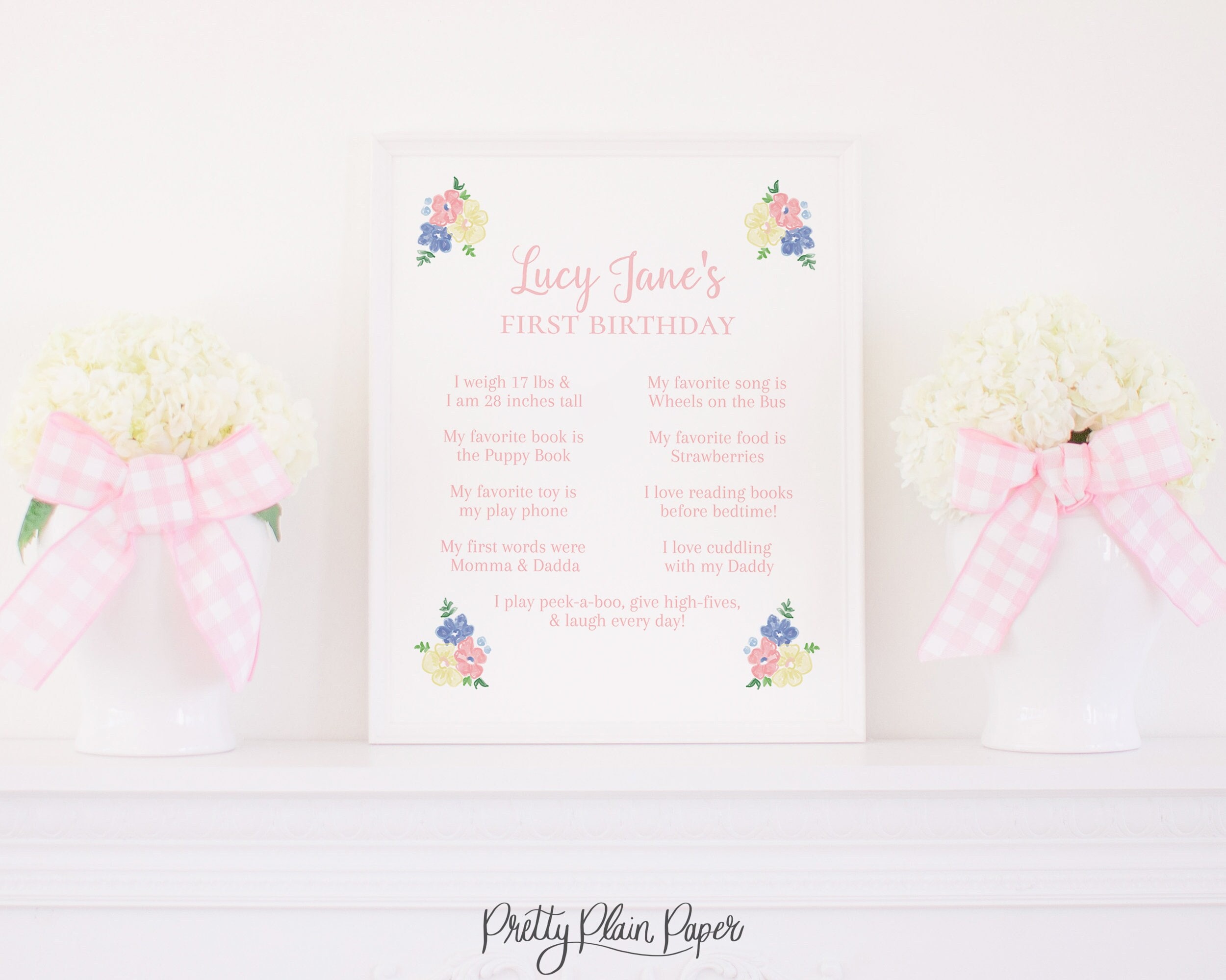 Watercolor First Birthday Sign 16''x20'' - Etsy