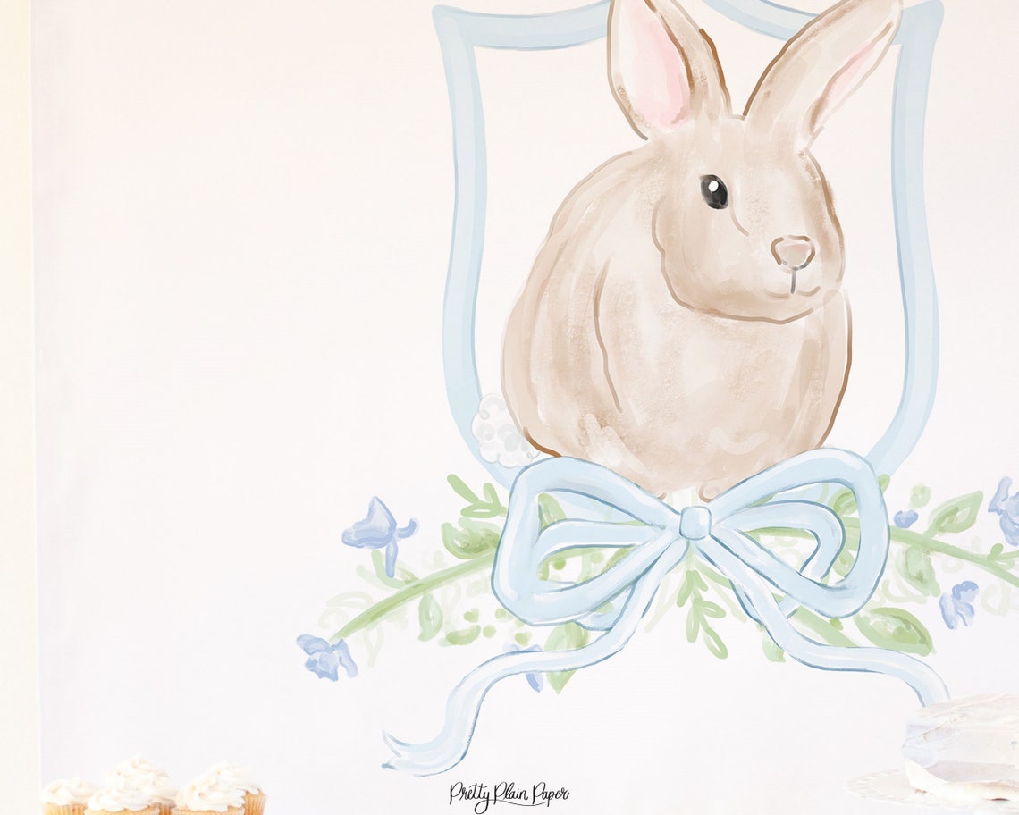 Classic Blue Bunny Birthday Printable Backdrop Poster Download | Etsy