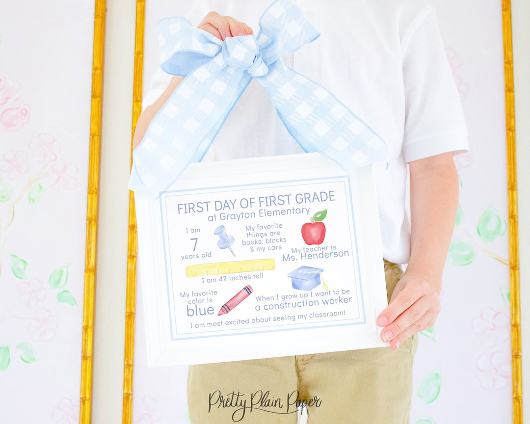 Watercolor First Day of School Sign | Fill-in the Blank 1st Day of ...