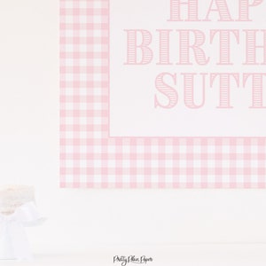 Pink Gingham Backdrop 36x48 Pink Gingham Happy Birthday | Etsy