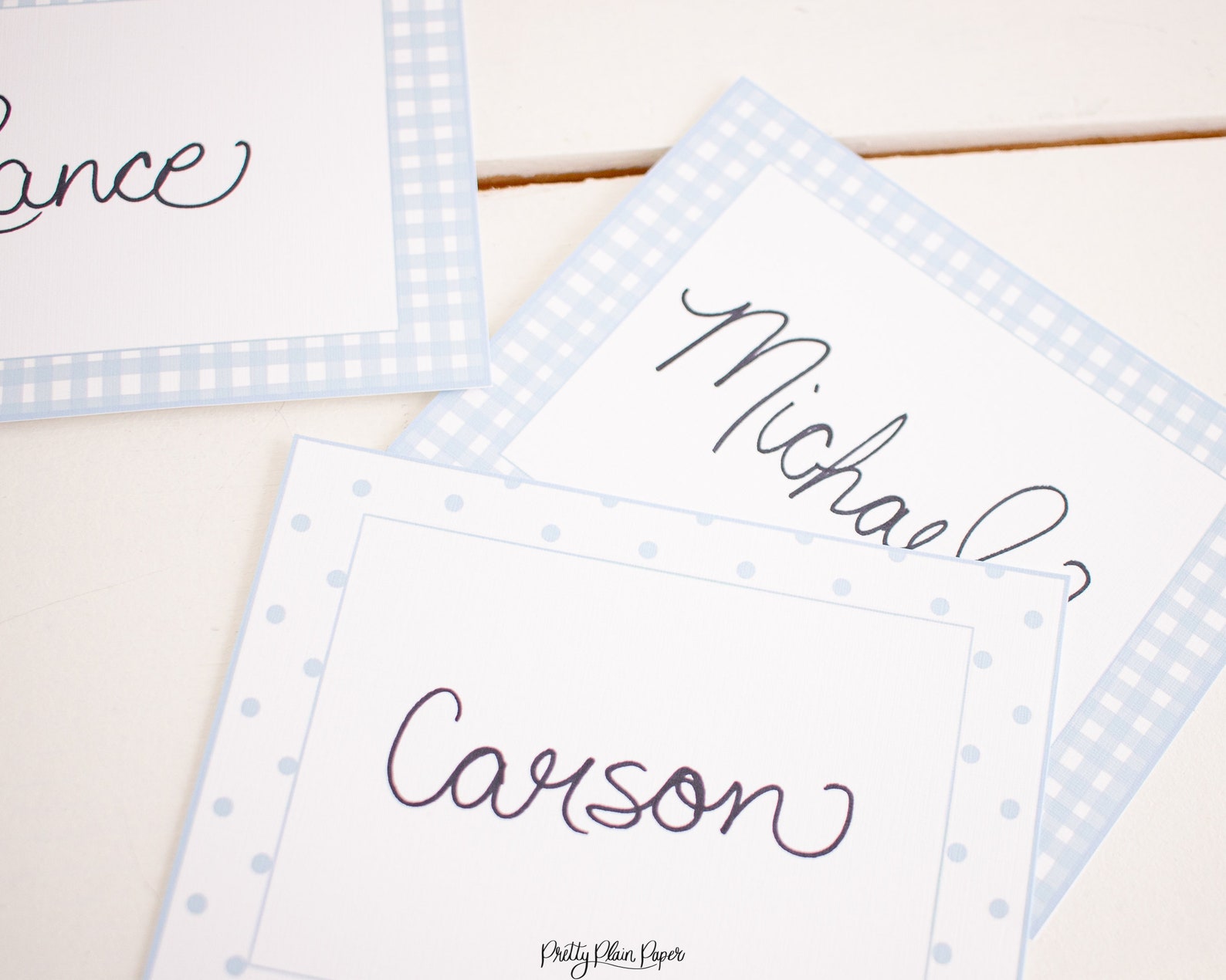 Blue Dots & Blue Gingham Printable Food and Beverage Labels | Etsy