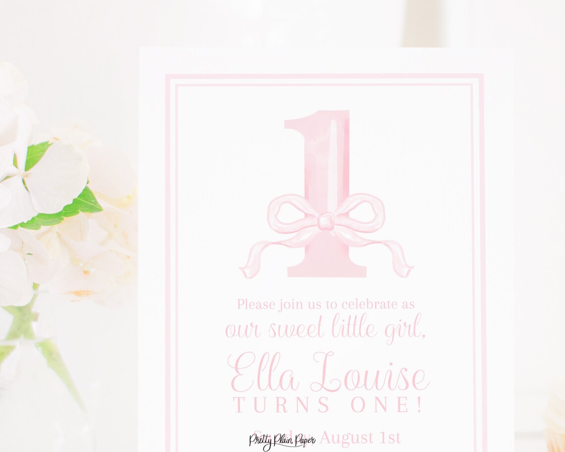 Watercolor Pink One Birthday Invitation for 1st Birthday | Etsy