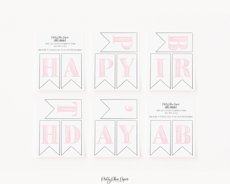 Pink Watercolor Happy Birthday Banner Printable Download | Etsy