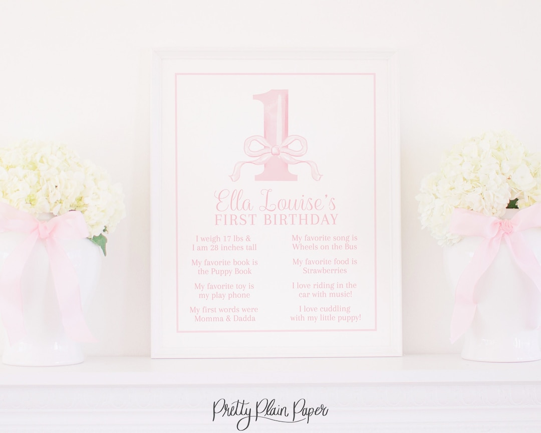 Watercolor Pink One Birthday Poster for 1st Birthday | Pink & White ...