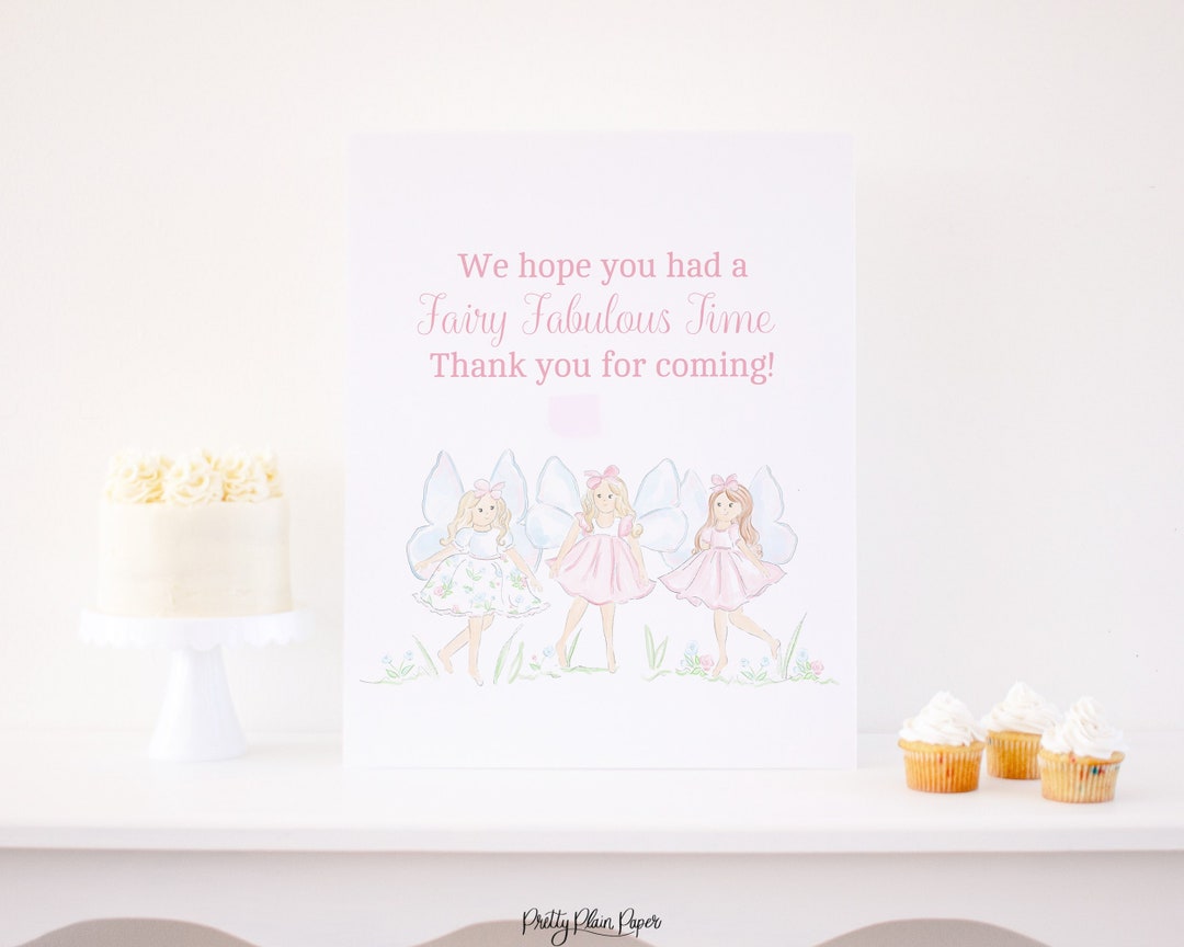 Fairy Party Sign | Editable Printable | 8x10 or 16x20 | Thank You for ...