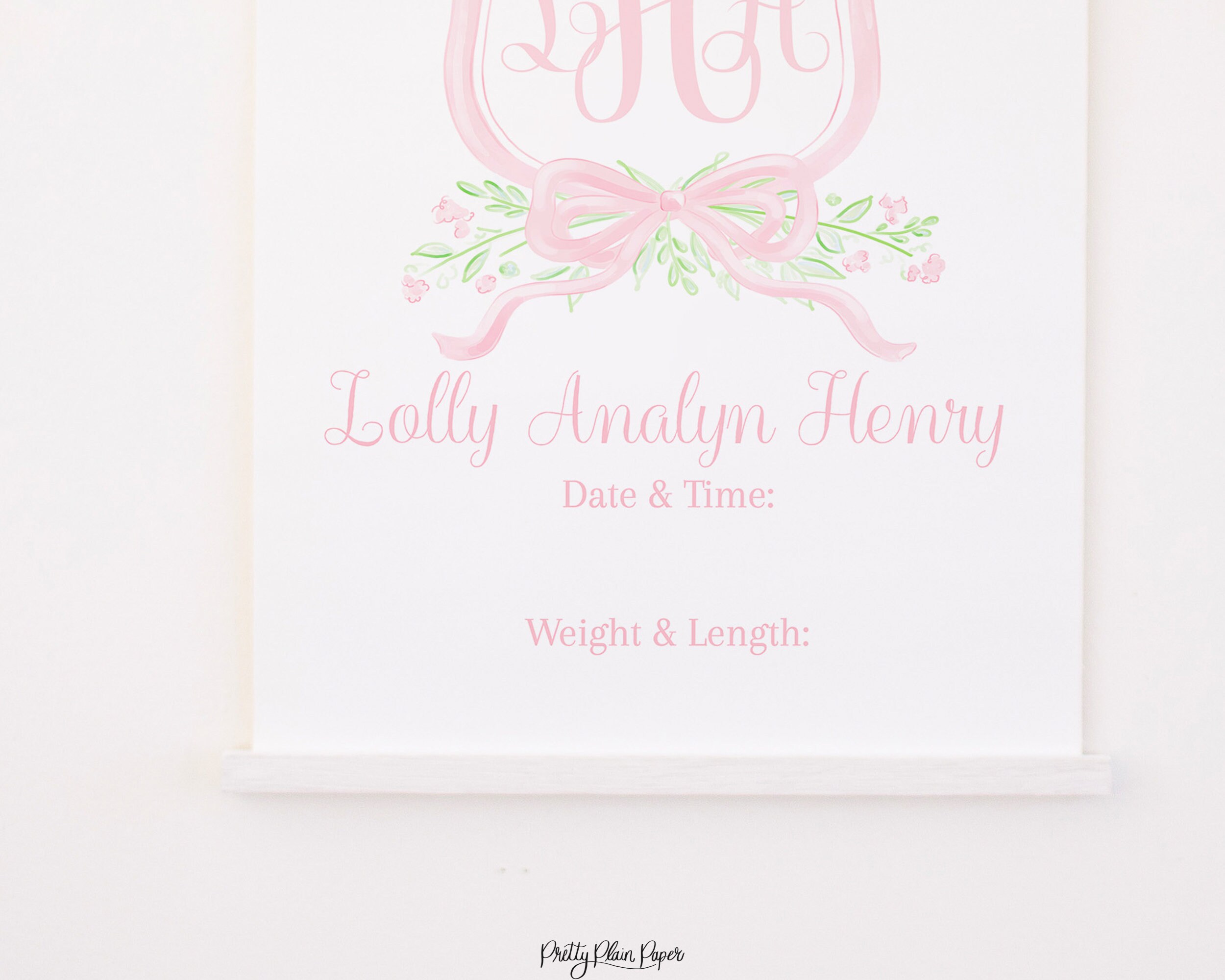 Hospital Door Sign Printable 16x20 Watercolor Pink Crest - Etsy