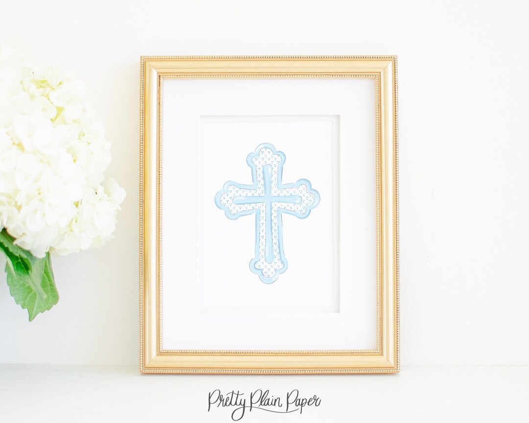 Watercolor Cross Print | 5x7 | Printable | Floral Cross With Bow ...