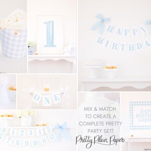 Light Blue Gingham Backdrop | Light Blue Gingham Happy Birthday ...