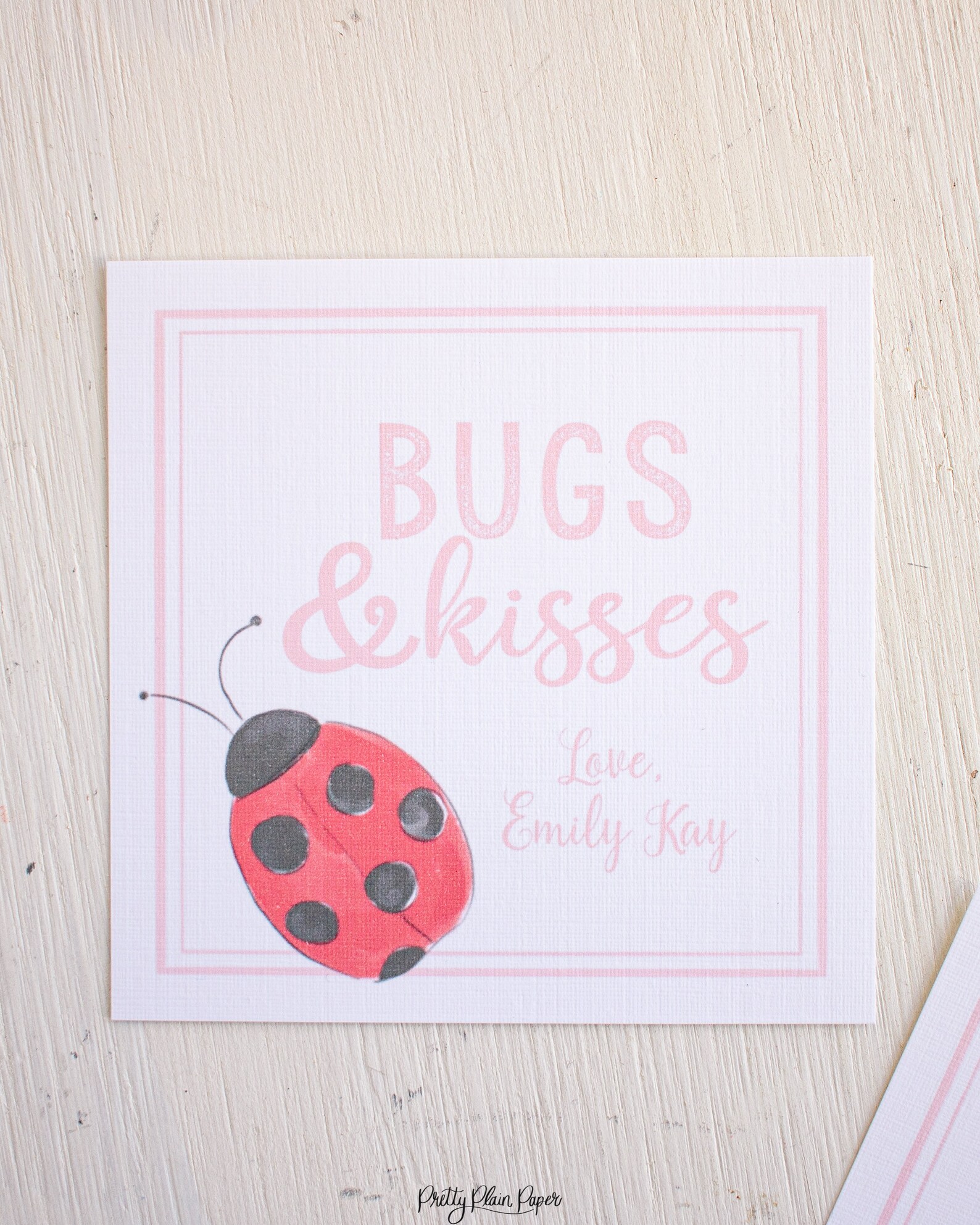 Bugs & Kisses Ladybug Valentine Tag for Valentine's Day | Etsy