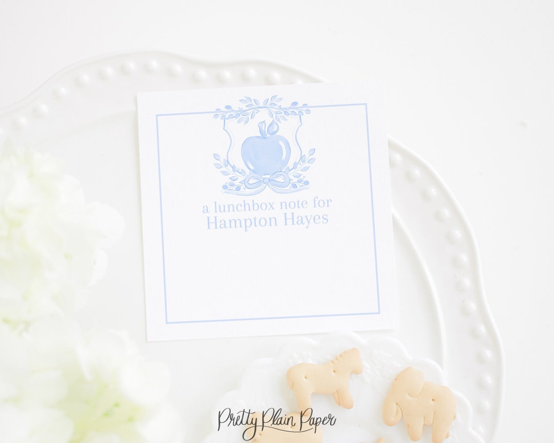 Lunchbox Note With Watercolor Crest | 5x5 Printable Download | Back to ...