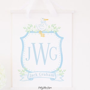Hospital Door Sign Printable | 16x20 | Watercolor Monogram Crest With ...
