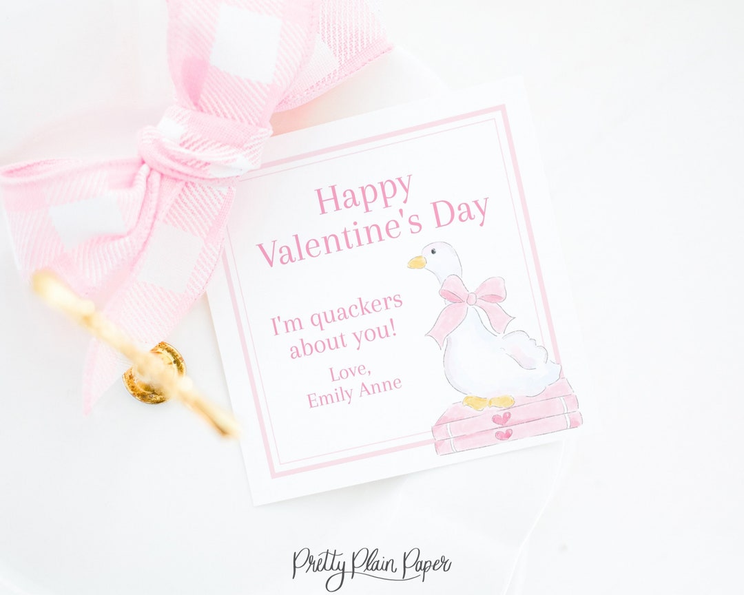 Valentine Tag | Pink Goose | 3.5x3.5 Printable Digital Download ...