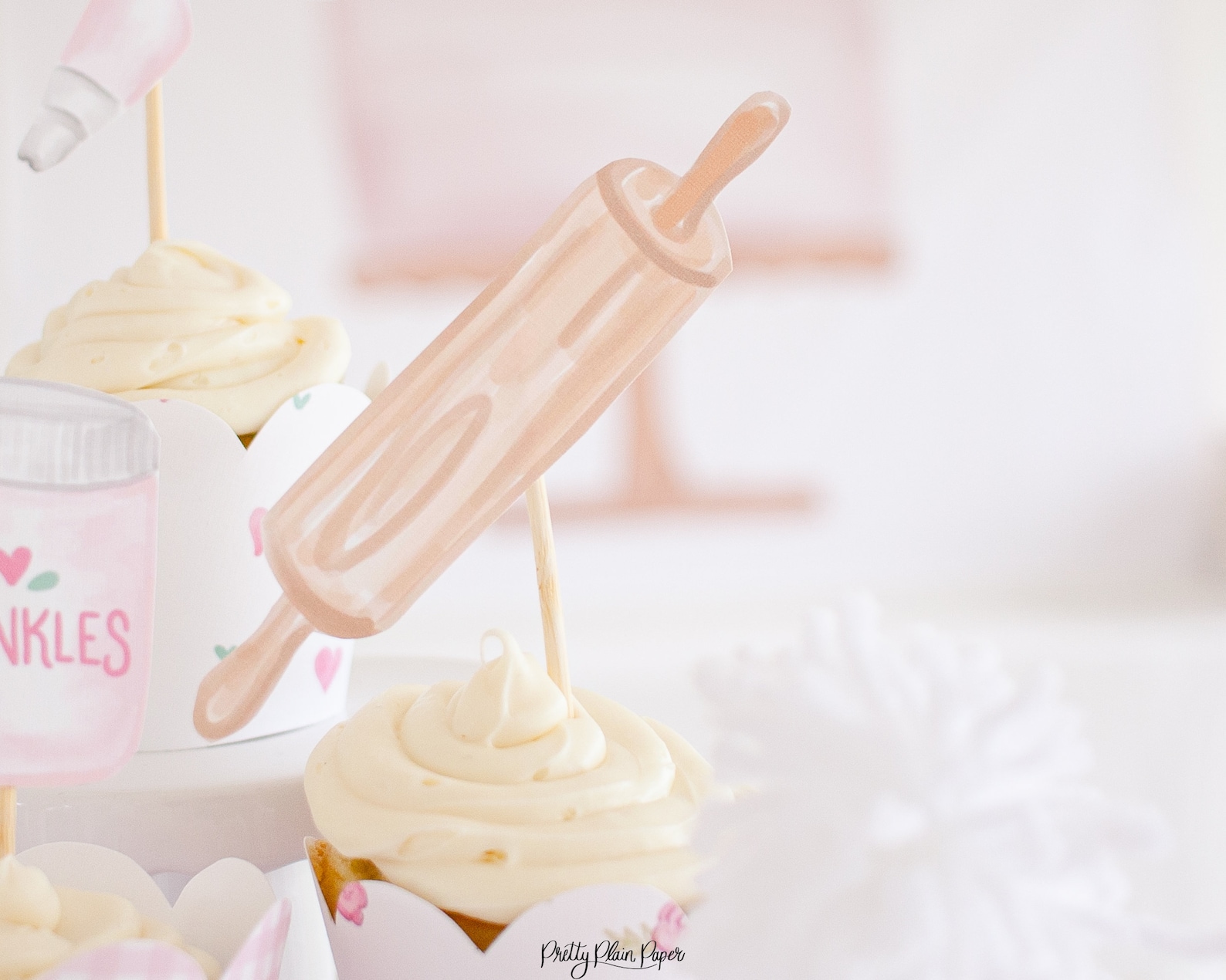 Baking Supplies Printable Watercolor Cupcake Toppers Download | Etsy
