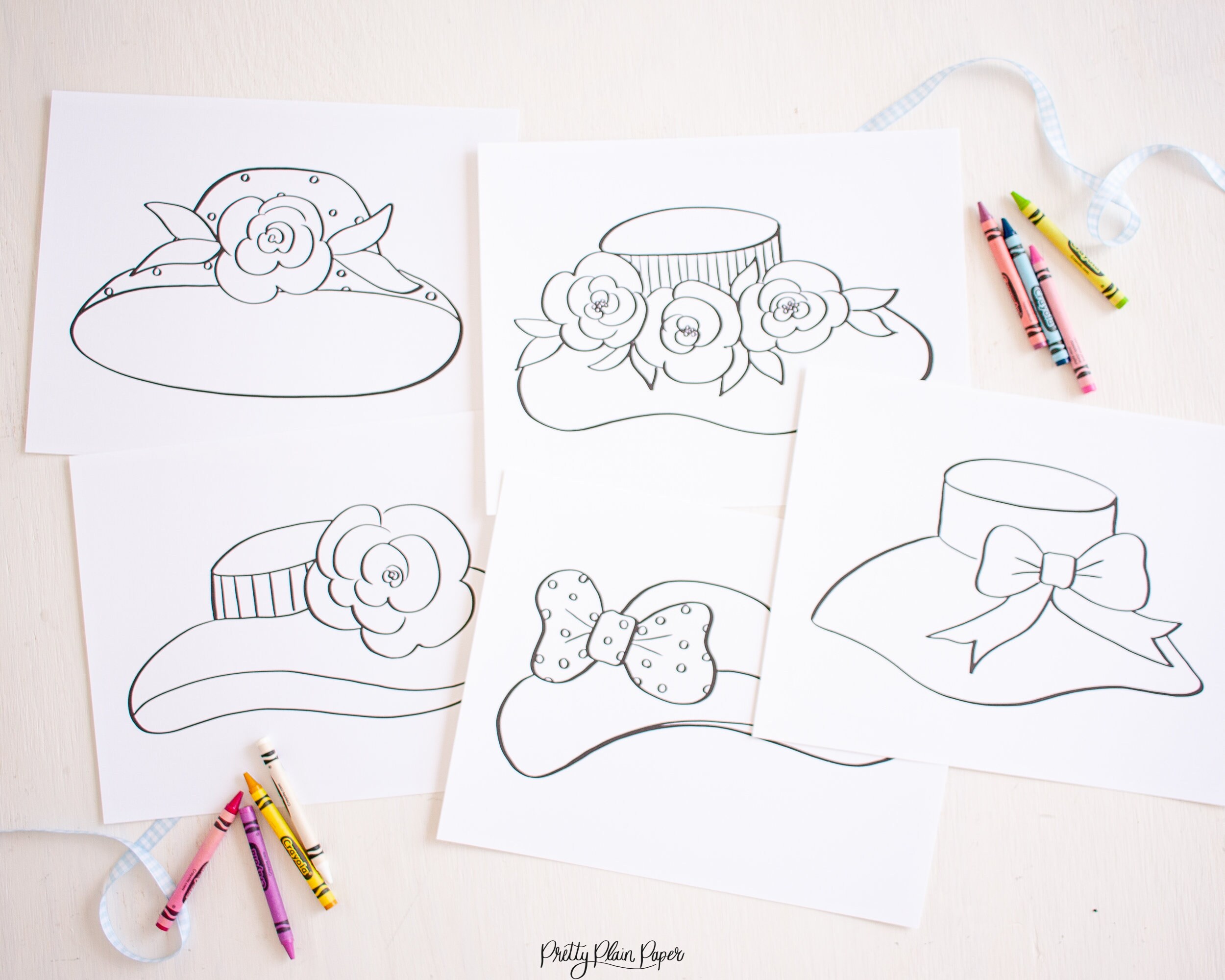 Derby Hats -or- Tea Party Hats Coloring Pages | Printable Download ...