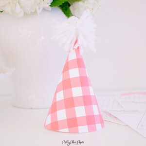 Red Pattern Party Hats | Red Gingham Party Hats | Printable Download ...