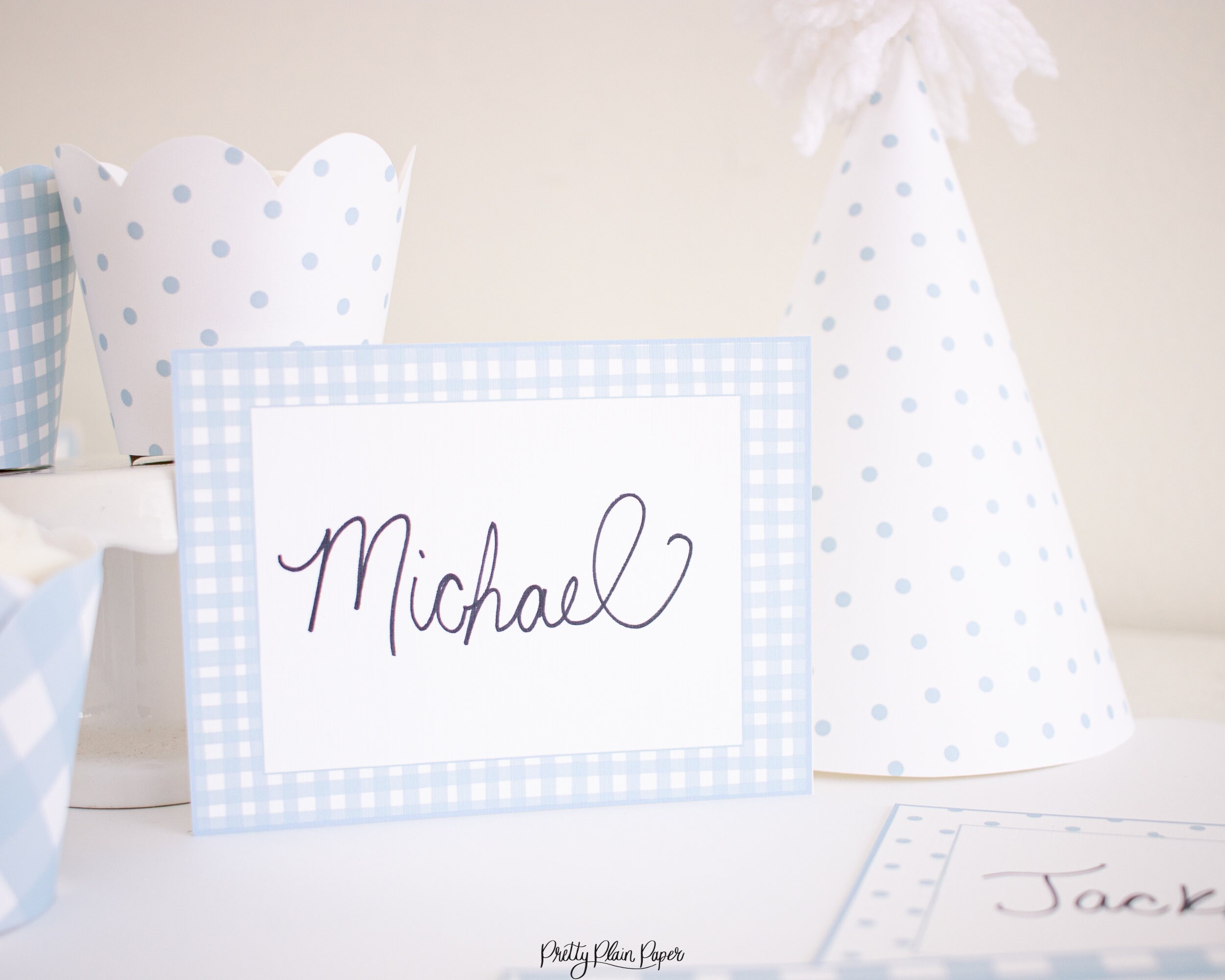 Blue Dots & Blue Gingham Printable Food and Beverage Labels Download ...