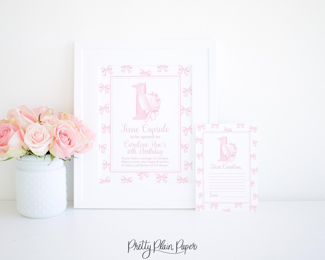 Time Capsule | 5x7 & 8x10 Set | Printable | Watercolor Bonnet and Bow ...