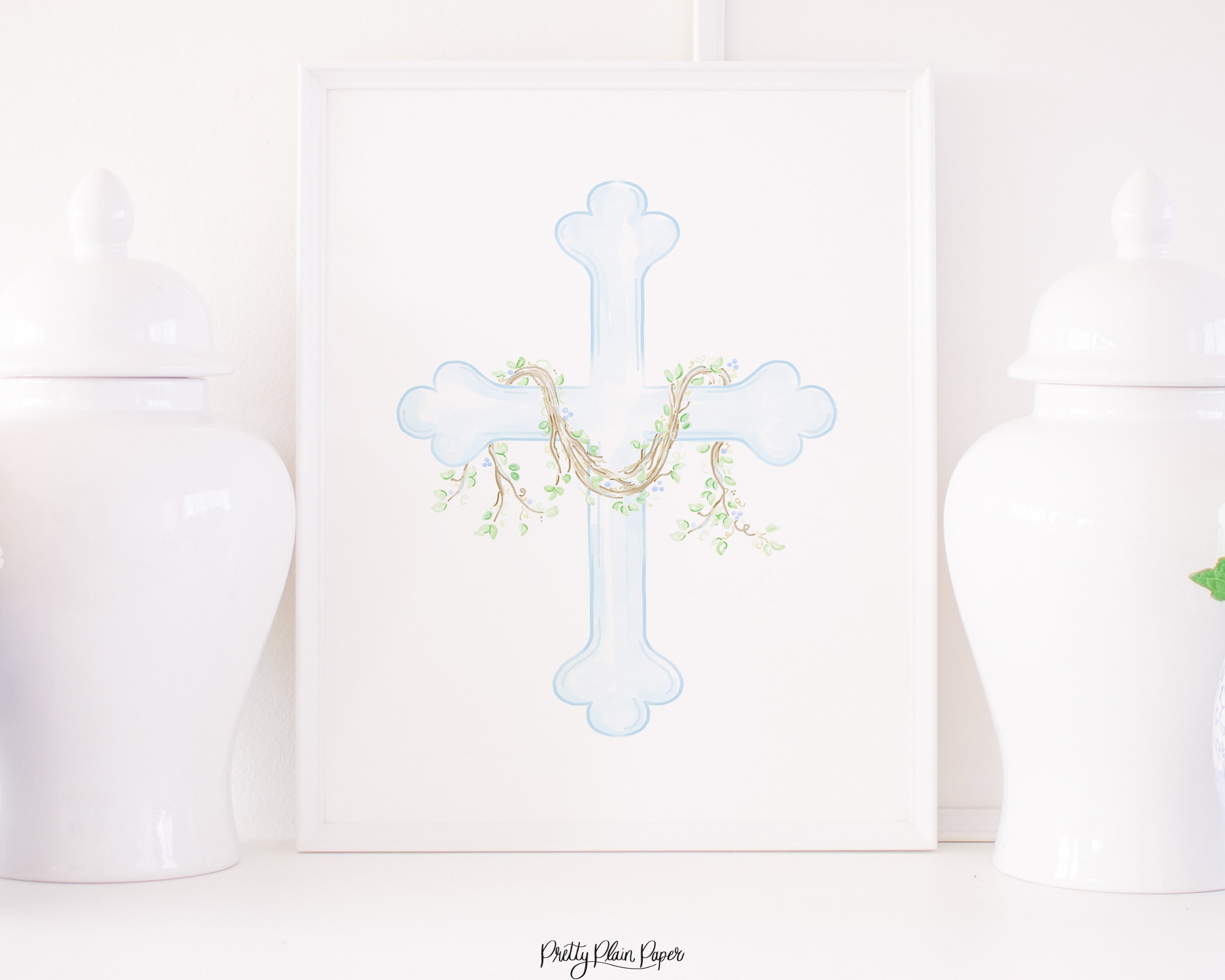 Blue Watercolor Cross Artwork Print 8x10 or 16x20 - Etsy