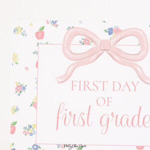 Floral & Pink Bow First Day of School Sign | Watercolor First Day of ...