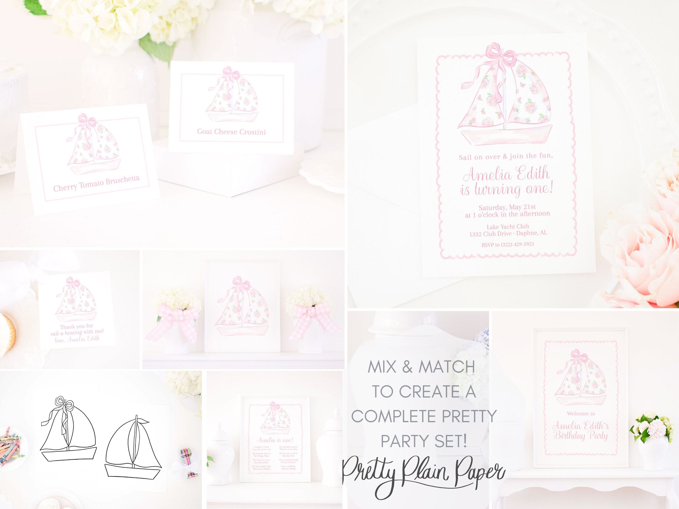 My 1st Year Watercolor Sailboat Sign 8x10 or 16x20 Printable - Etsy