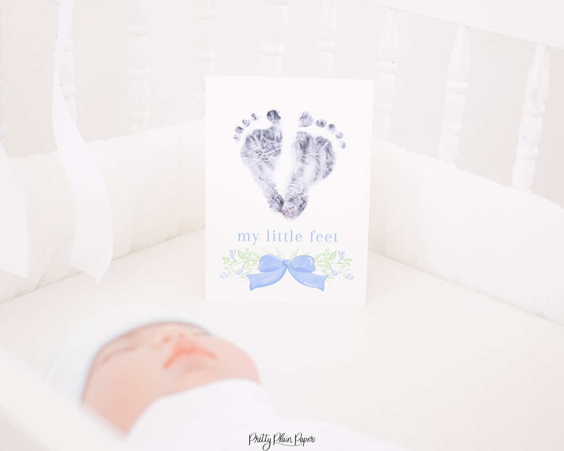 Hospital Baby Footprint Card Printable 5x7 Watercolor - Etsy