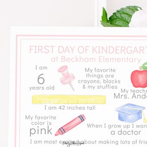 Watercolor First Day of School Sign in Pink Fill-in the - Etsy