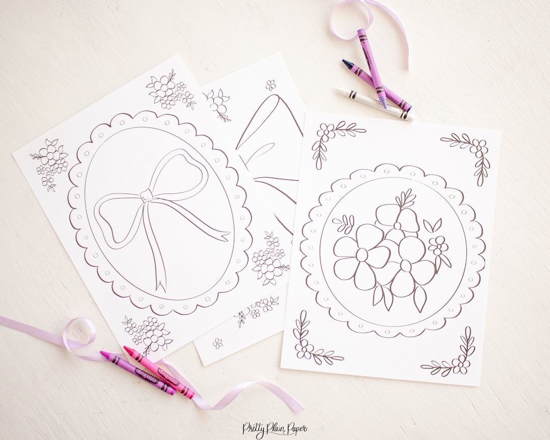 Bow Coloring Pages | Printable Download | Bow Theme Birthday or Baby ...