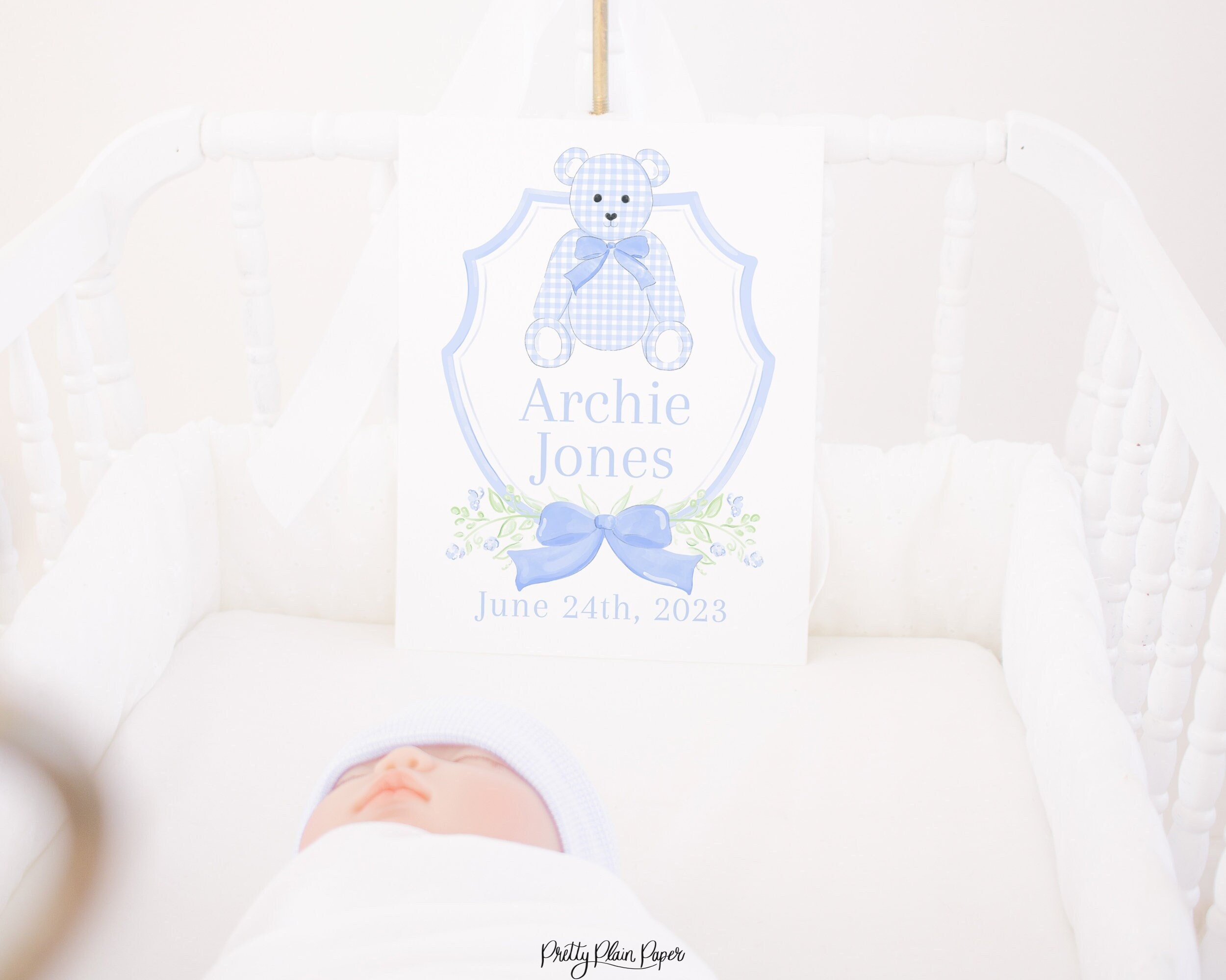 Hospital Baby Name Sign Printable 8x10 Watercolor Blue - Etsy