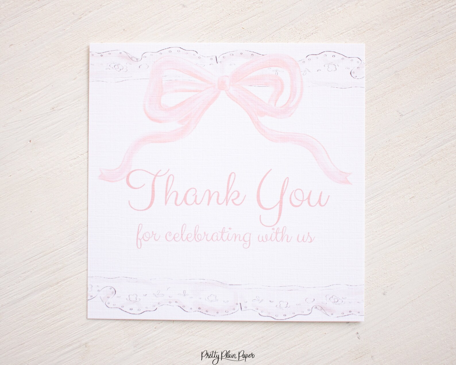 Watercolor Lace & Pink Bow Favor Tag Watercolor Printable - Etsy