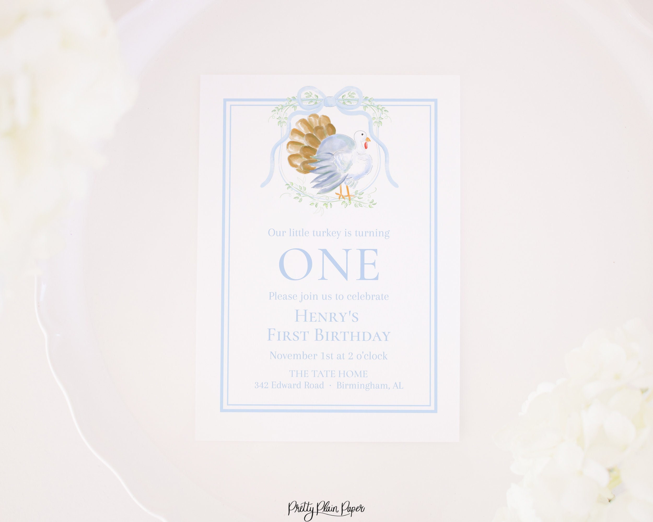 Watercolor Little Turkey Crest Invitation Watercolor Turkey - Etsy