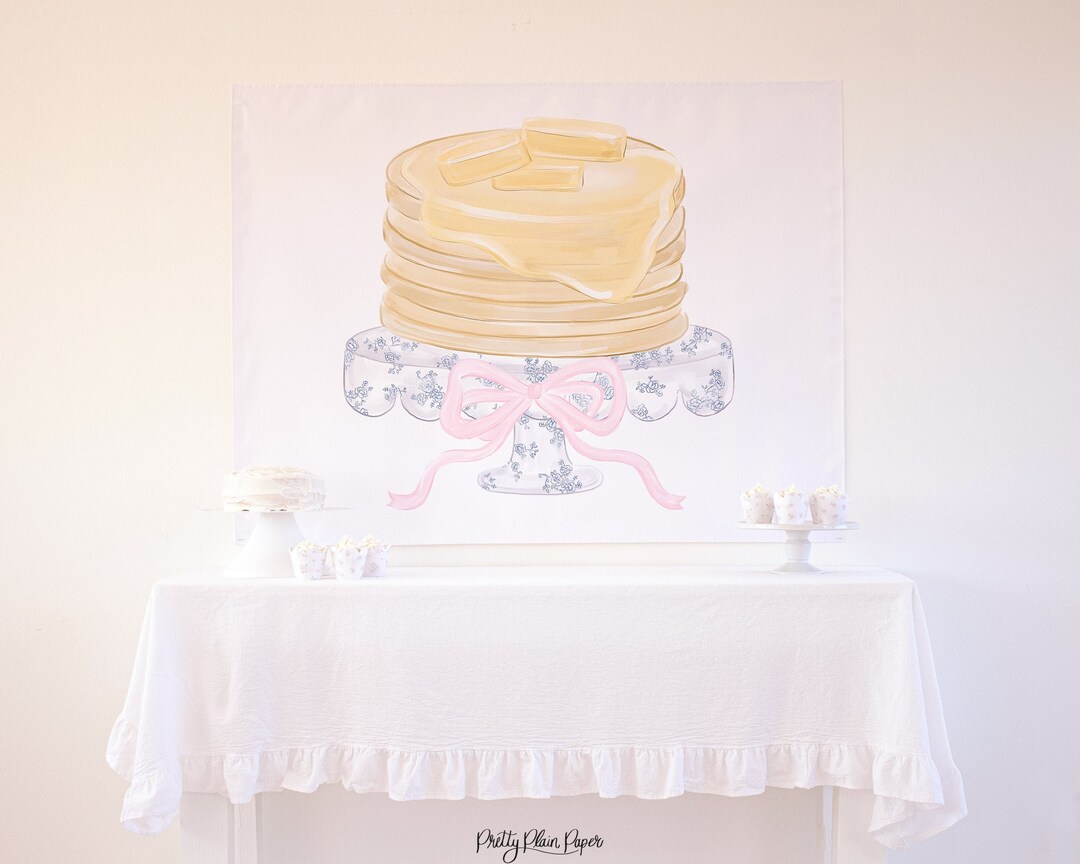 Pancakes & Pajamas Party Backdrop | Watercolor Pancakes and Pajamas ...