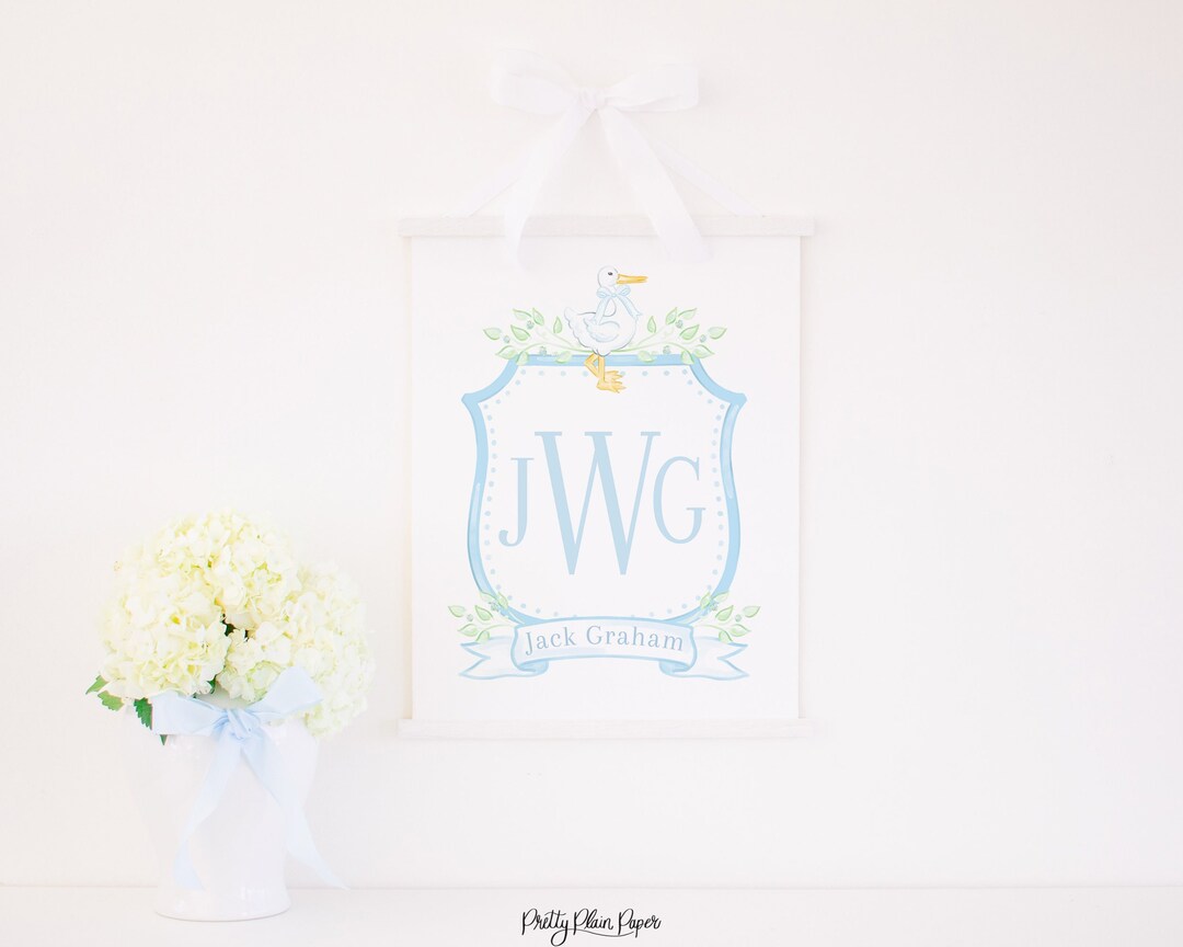 Hospital Door Sign Printable | 16x20 | Watercolor Monogram Crest With ...