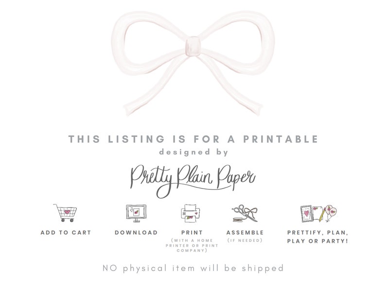 Watercolor Pink Bow Printable Cupcake Toppers Download 1017 - Etsy