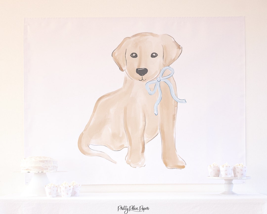 Watercolor Puppy First Birthday Birthday Backdrop Poster Printable ...