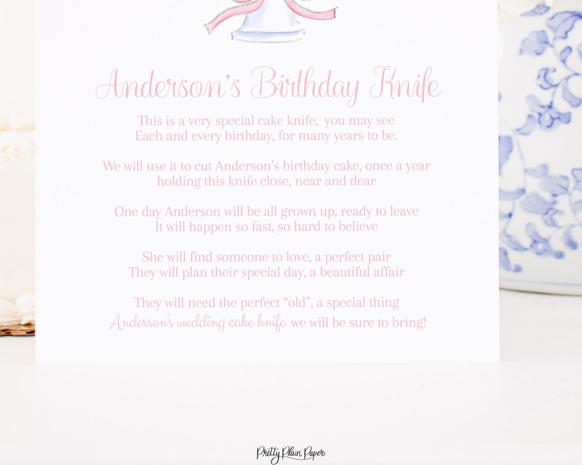 My Special Birthday Cake Knife Poem Sign for 1st Birthday - Etsy