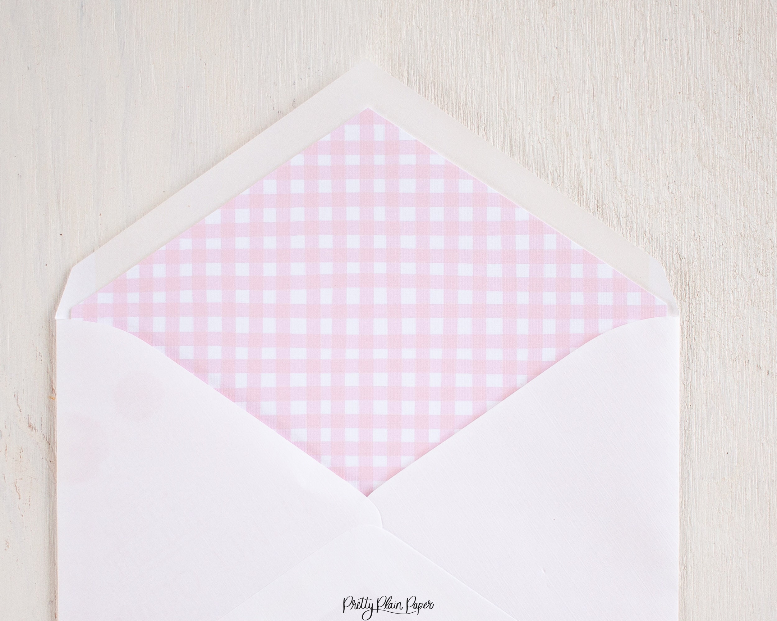 Pink Gingham Invitation Envelope Liner Watercolor Printable - Etsy