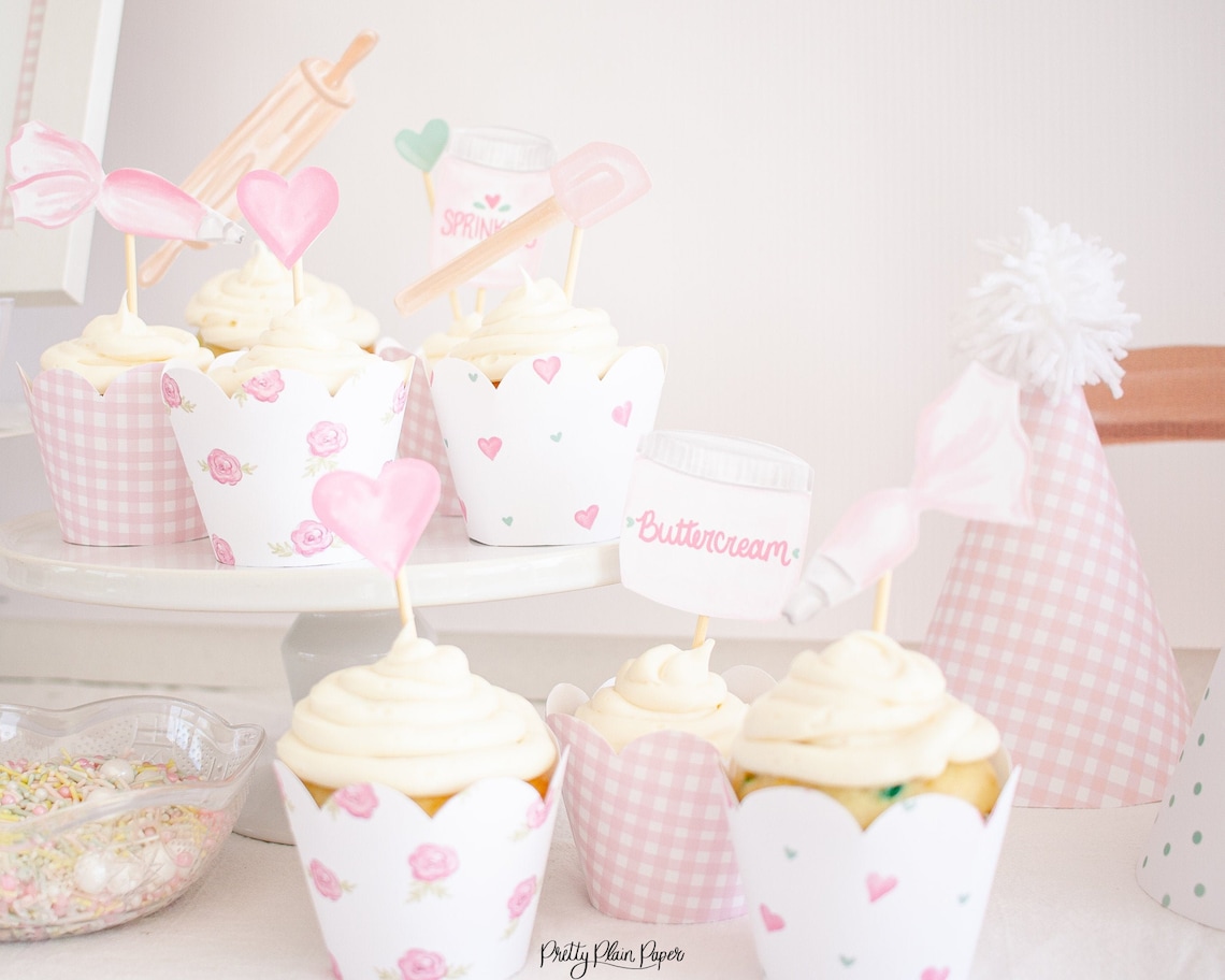 Baking Supplies Printable Watercolor Cupcake Toppers Download | Etsy