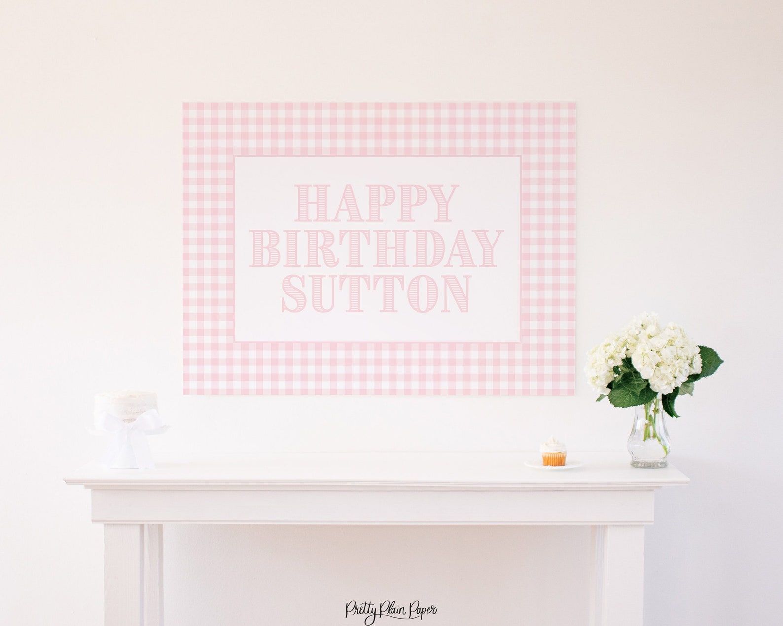 Pink Gingham Backdrop 36x48 Pink Gingham Happy Birthday | Etsy